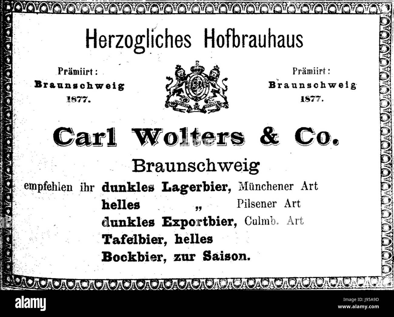 1894 Werbeanzeige Herzogliches Hofbrauhaus Carl Wolters & Co ...