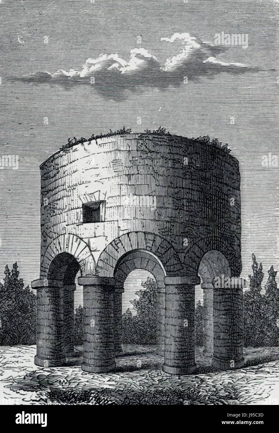 This drawing represents the Newport Tower, a historical structure in ...