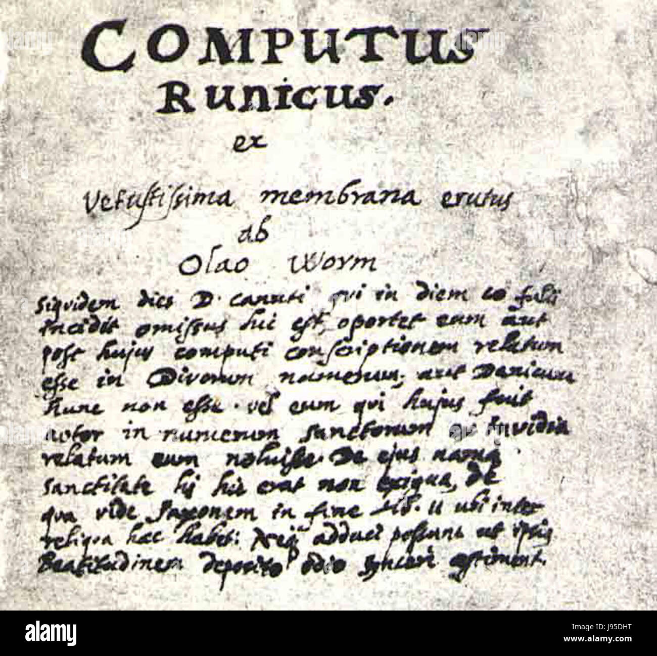 Page 01, index of Computus Runicus by Ole Worm (1626 Stock Photo - Alamy