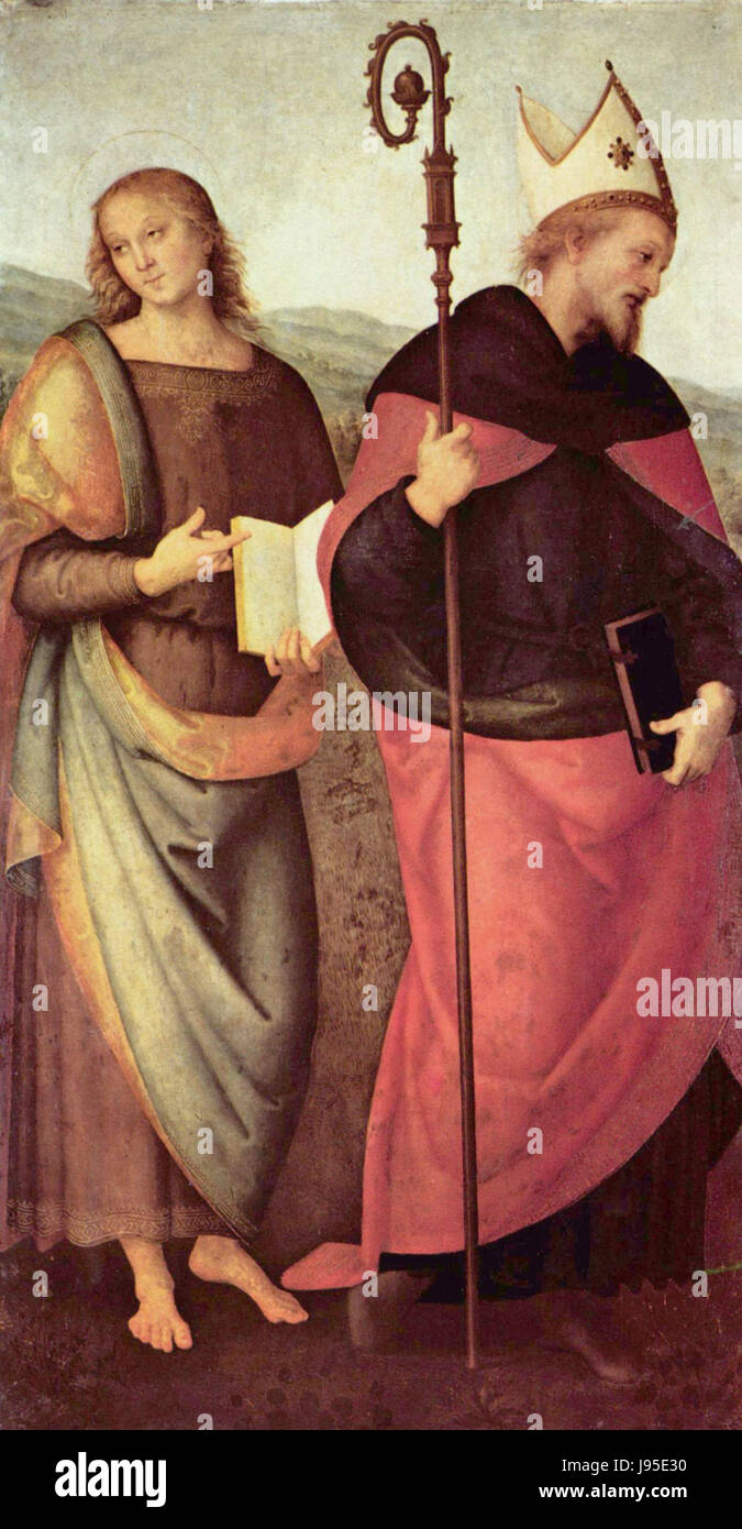 This artwork by Pietro Perugino, a renowned Italian Renaissance painter ...