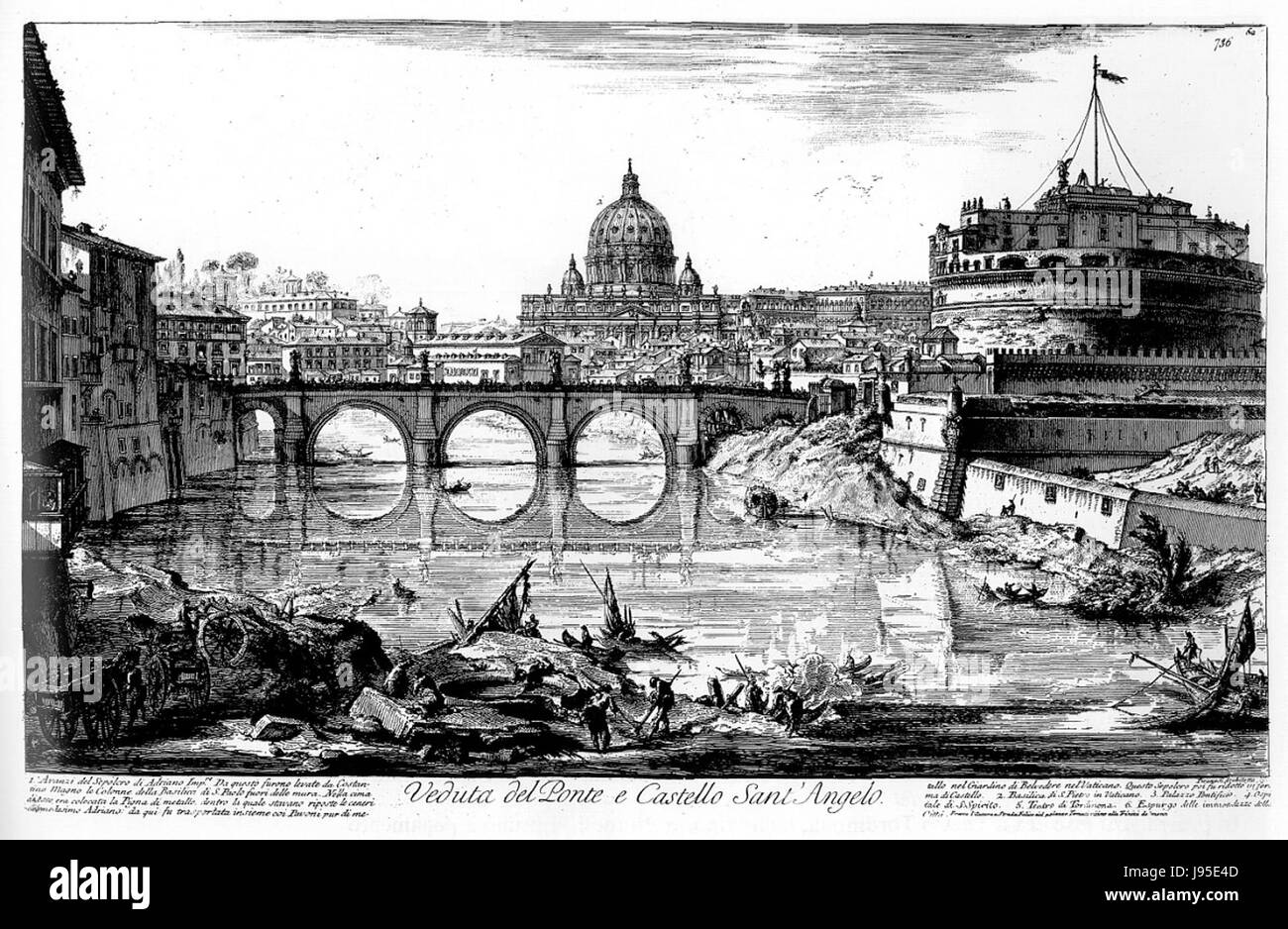 Giovanni Battista Piranesi's etching of Castel Sant'Angelo from the ...