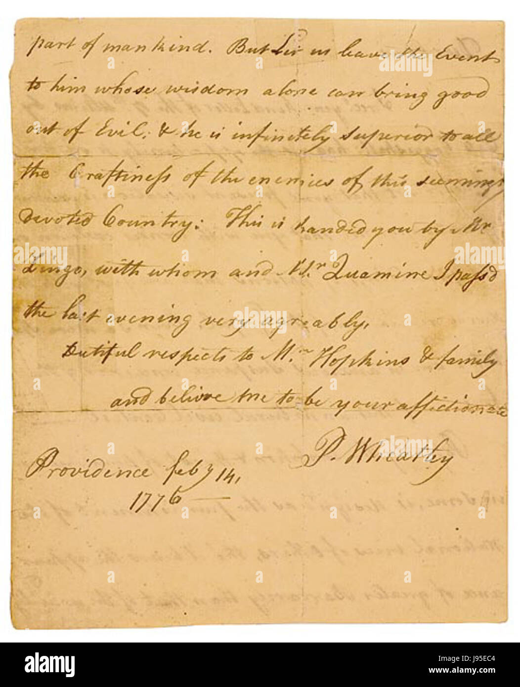 This 1776 letter from Phillis Wheatley, a famous African American poet ...