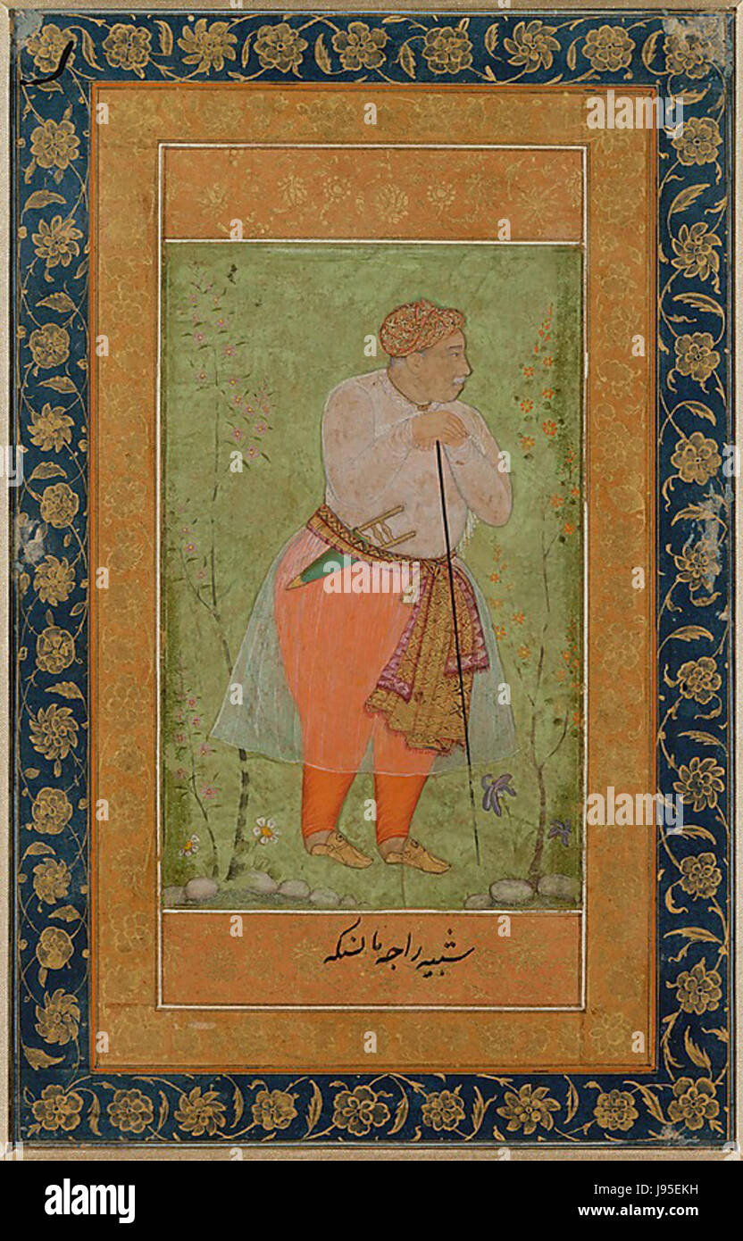 This portrait depicts Raja Man Singh I of Amber, a prominent ruler of ...