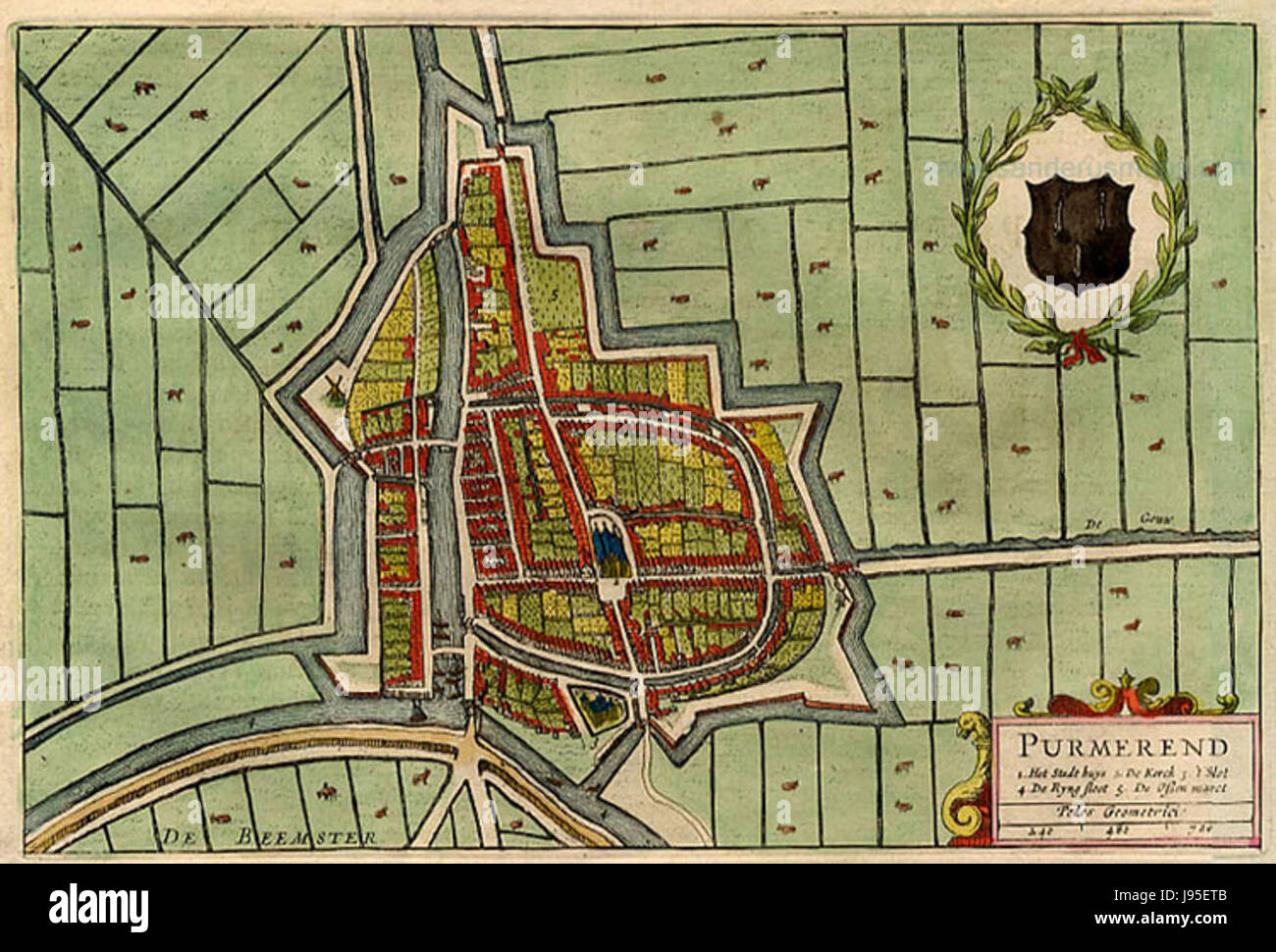 A 1649 map of Purmerend, Netherlands, created by cartographer Joan ...