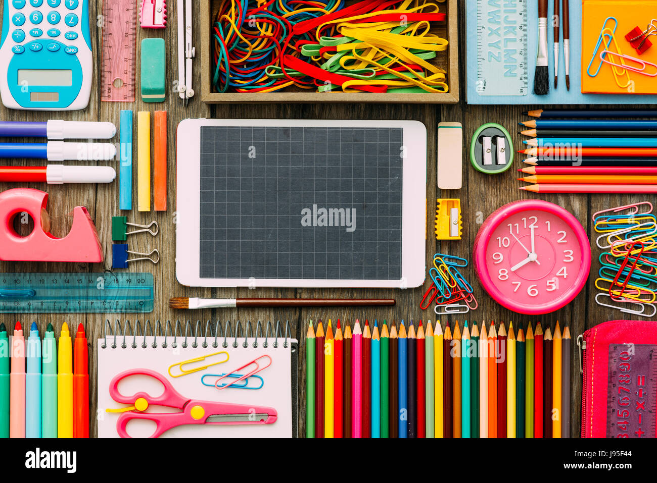 Back to school and technology banner with digital touch screen tablet ...