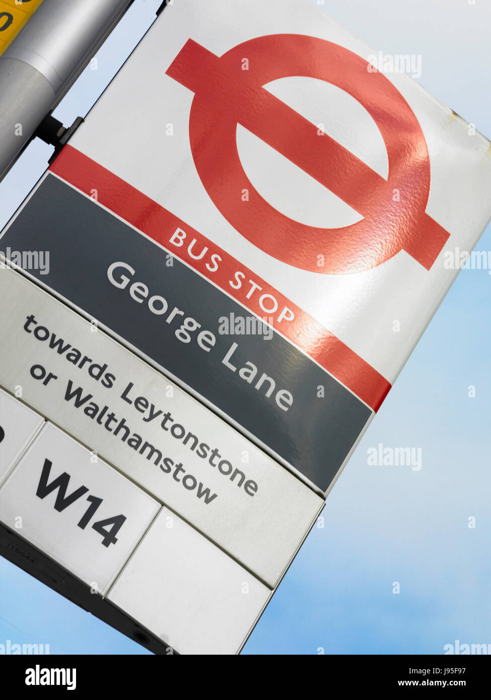 Bus stop sign George Lane Stock Photo - Alamy
