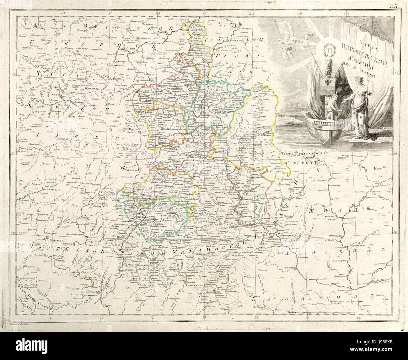 This map from 1800 depicts the Voronezh Province in the Russian Empire ...