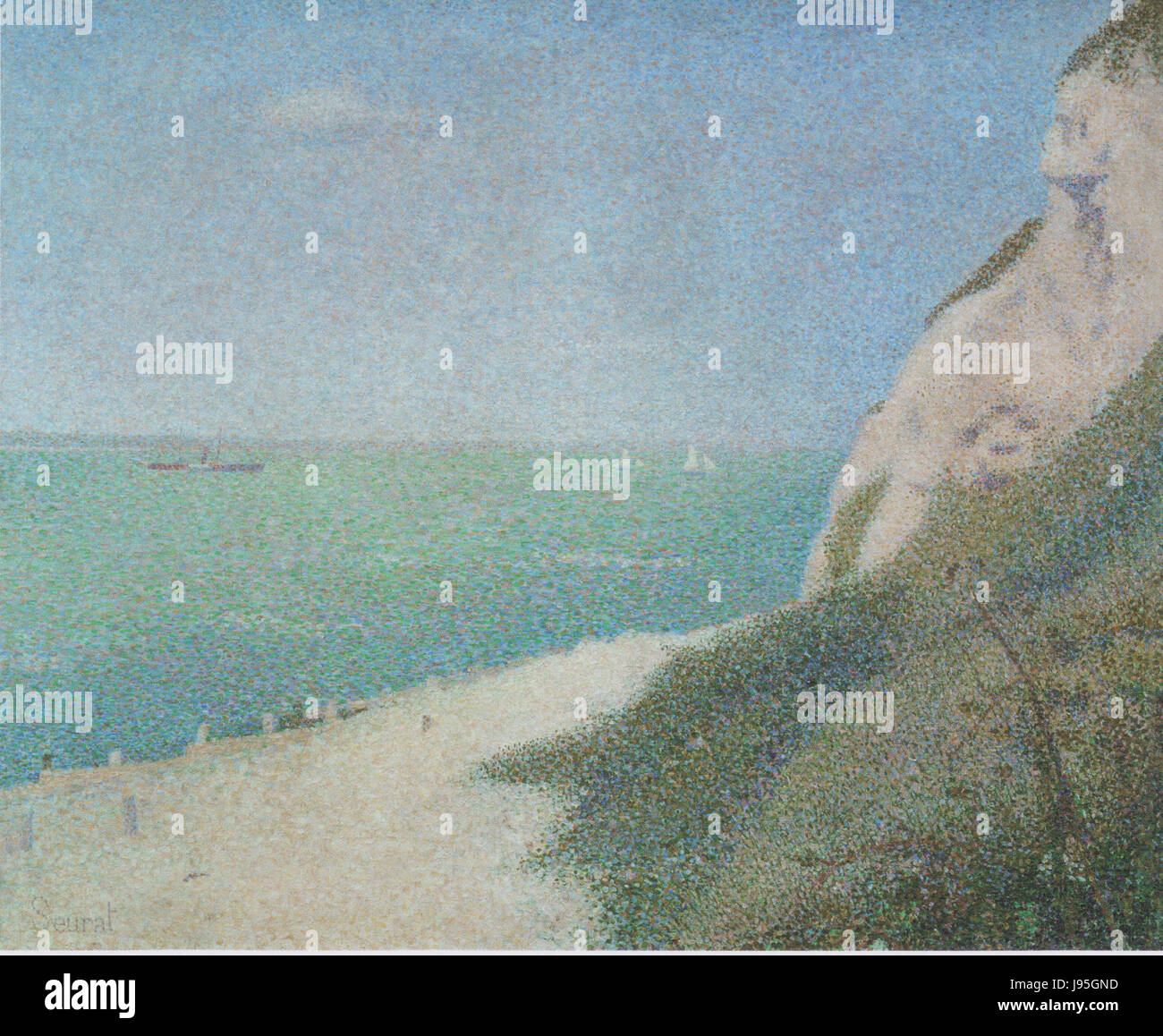 Georges Seurat's 'Der Strand Le Bas Butin bei Honfleur' from 1886 is a ...