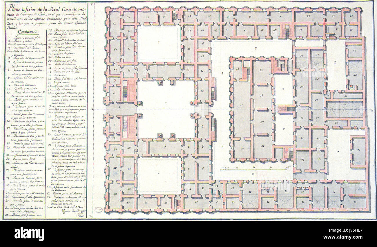 This title refers to a plan or layout of the Royal Mint of Chile ...