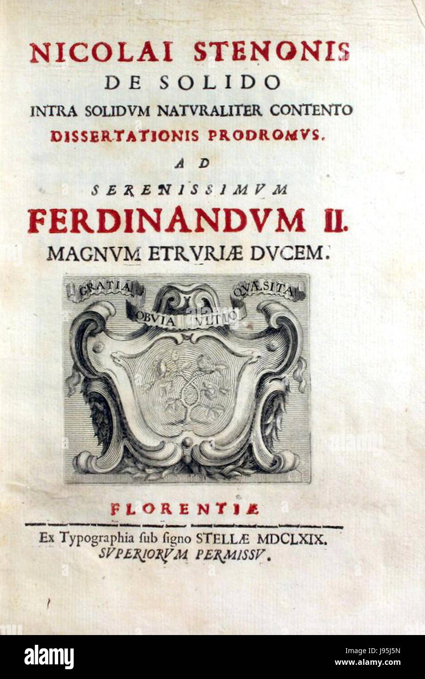 A 1969 publication titled 'Steno prodomus', details of which are limited Stock Photo - Alamy