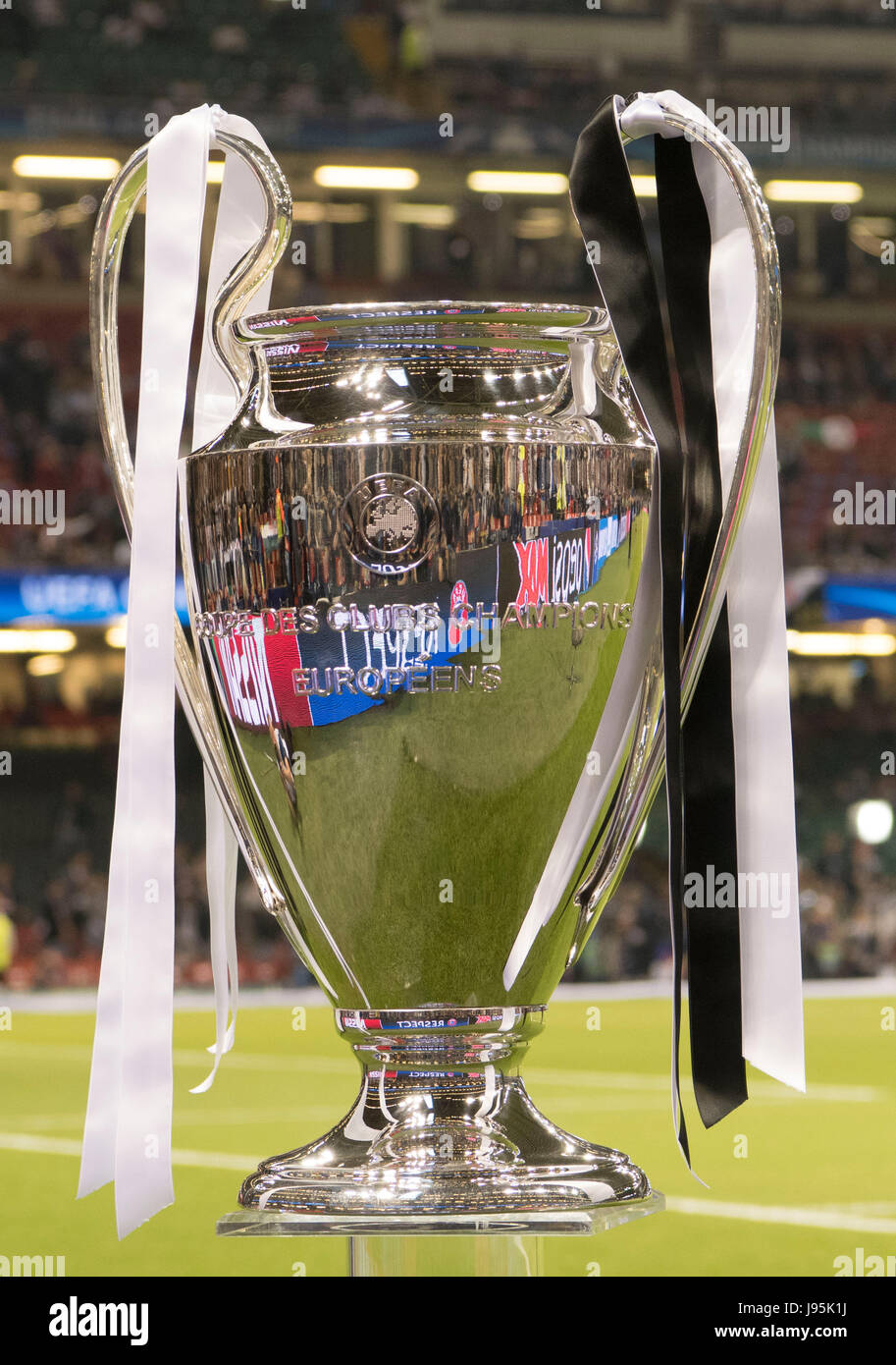 Cardiff, Wales. 3rd June, 2017. UEFA Champions League Trophy Football ...