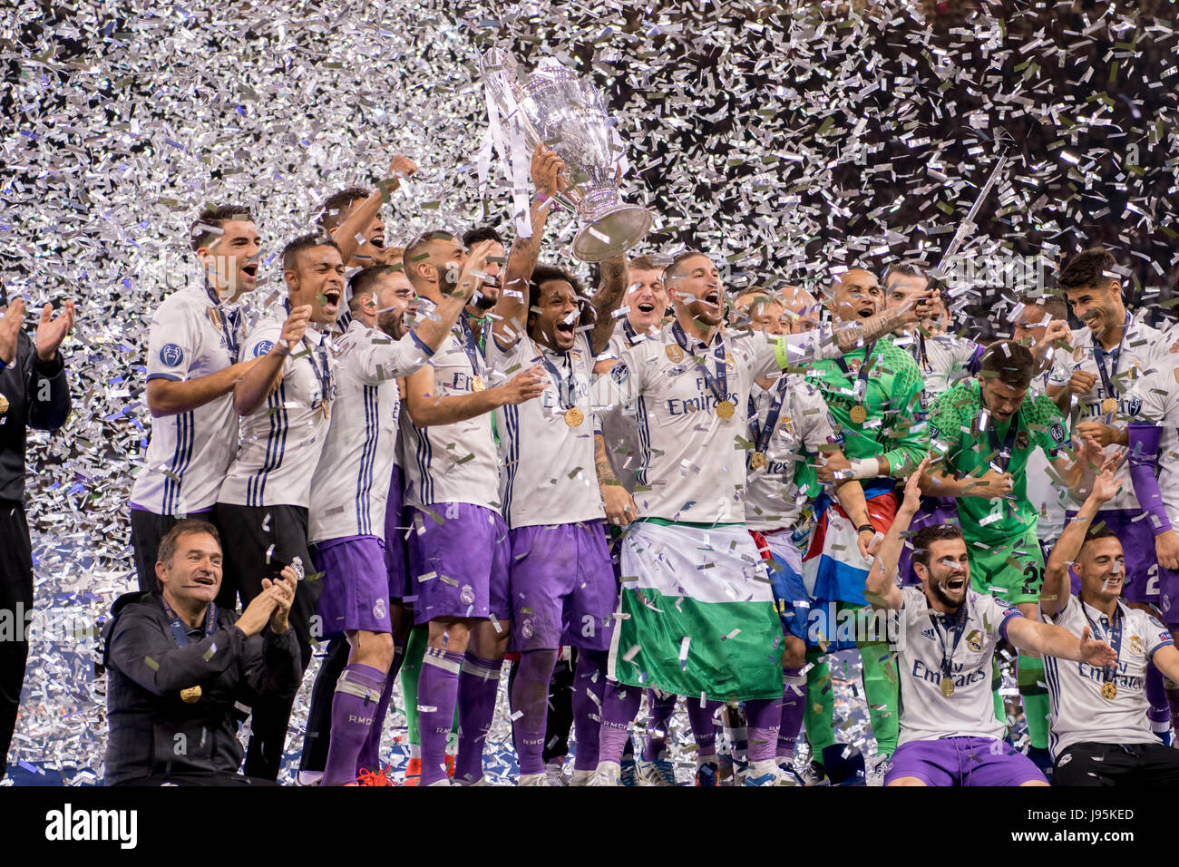 Cardiff, Wales. 3rd June, 2017. Real Madrid team group Football/Soccer ...