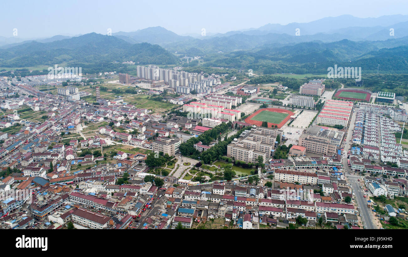 Lu'an. 4th June, 2017. Aerial photo taken on June 4, 2017 shows ...
