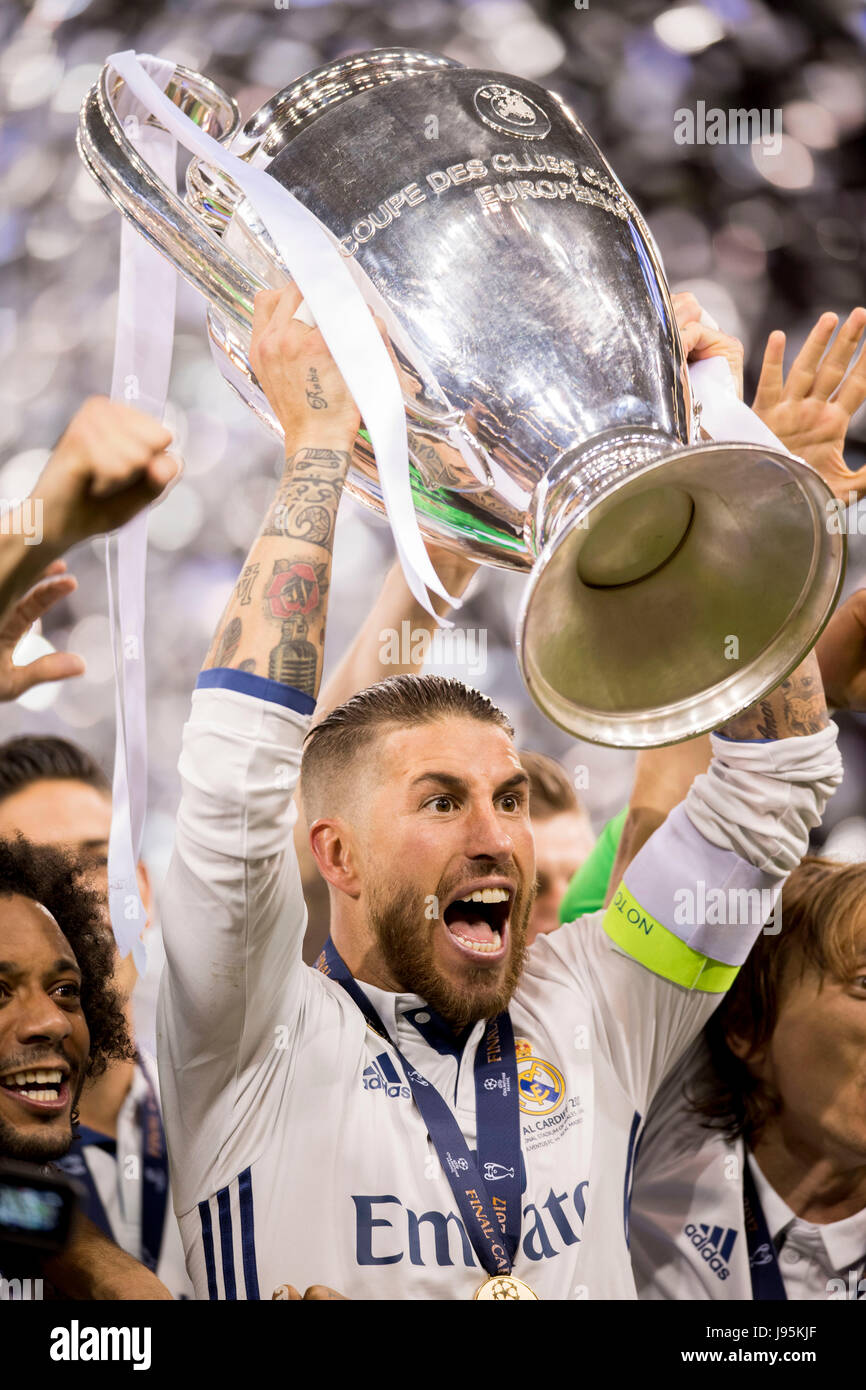 Cardiff, Wales. 3rd June, 2017. Sergio Ramos (Real) Football/Soccer ...
