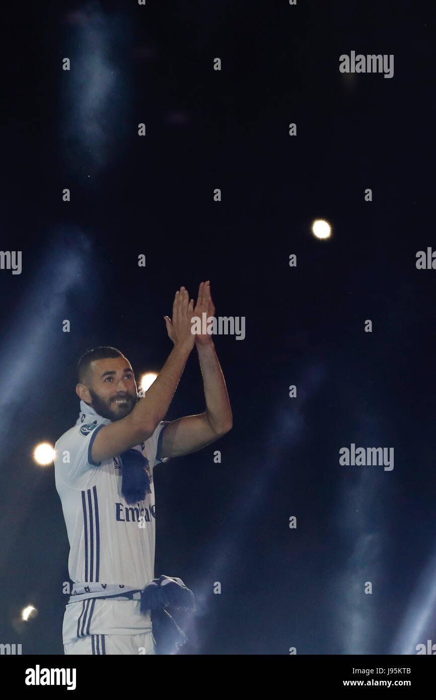 Madrid, Spain. 04th June, 2017. Karim Benzema (9) Real Madrid's player ...