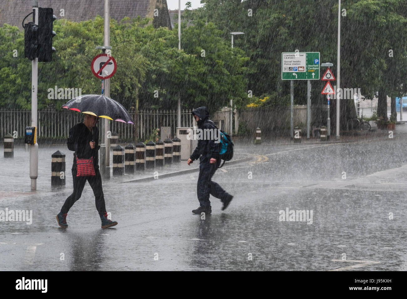 Aberystwyth Wales UK, Monday 05 June 2017 UK Weather: Torrential rain ...