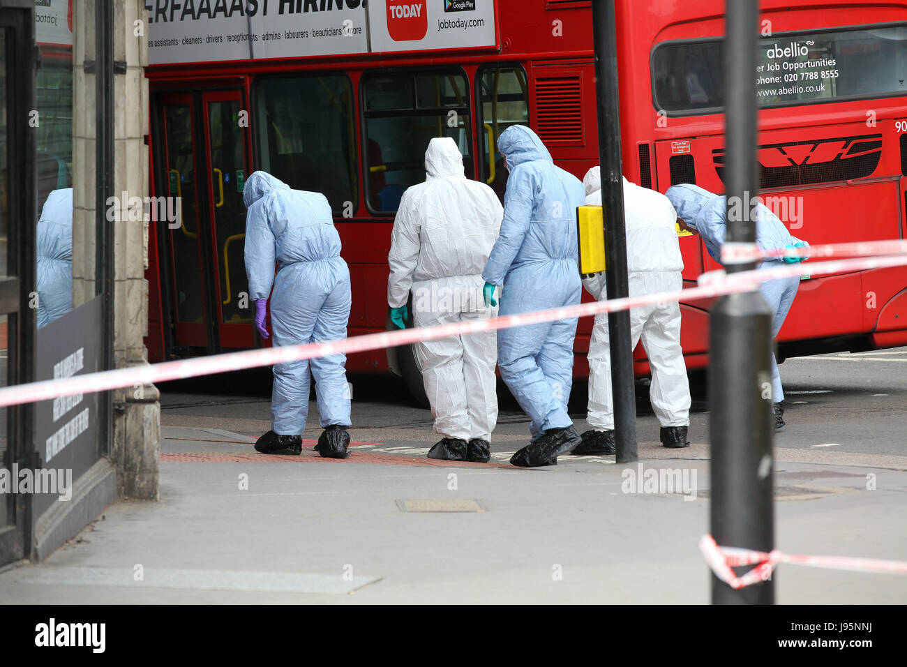 London, UK. 5th June, 2017. Forensic officers under London Bridge ...