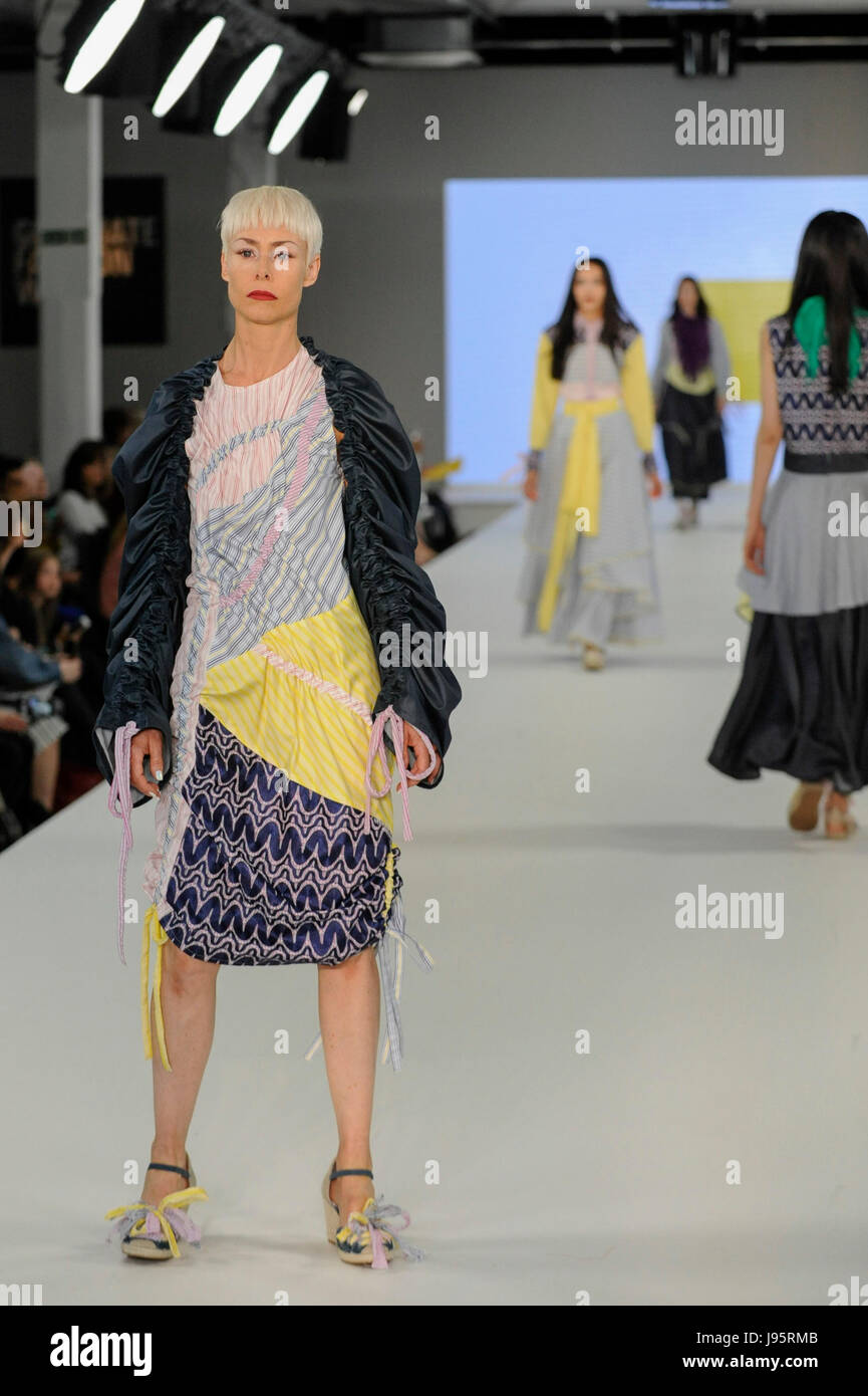 London, UK. 5th June, 2017. A model presents a look by Emma Hance from ...