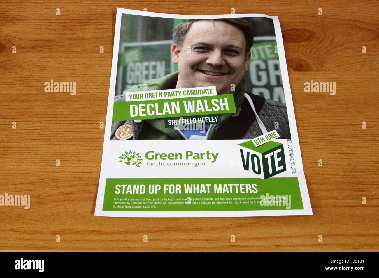 Sheffield, UK. 5th Jun, 2017. Election campaign leaflet on behalf of ...