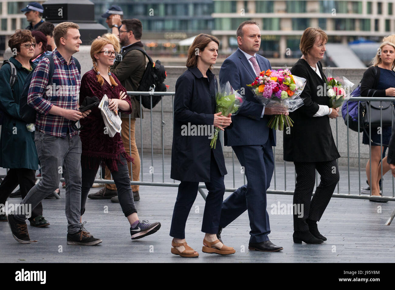 London, UK. 5th June, 2017. Harriet Harman and Helen Hayes, Labour ...
