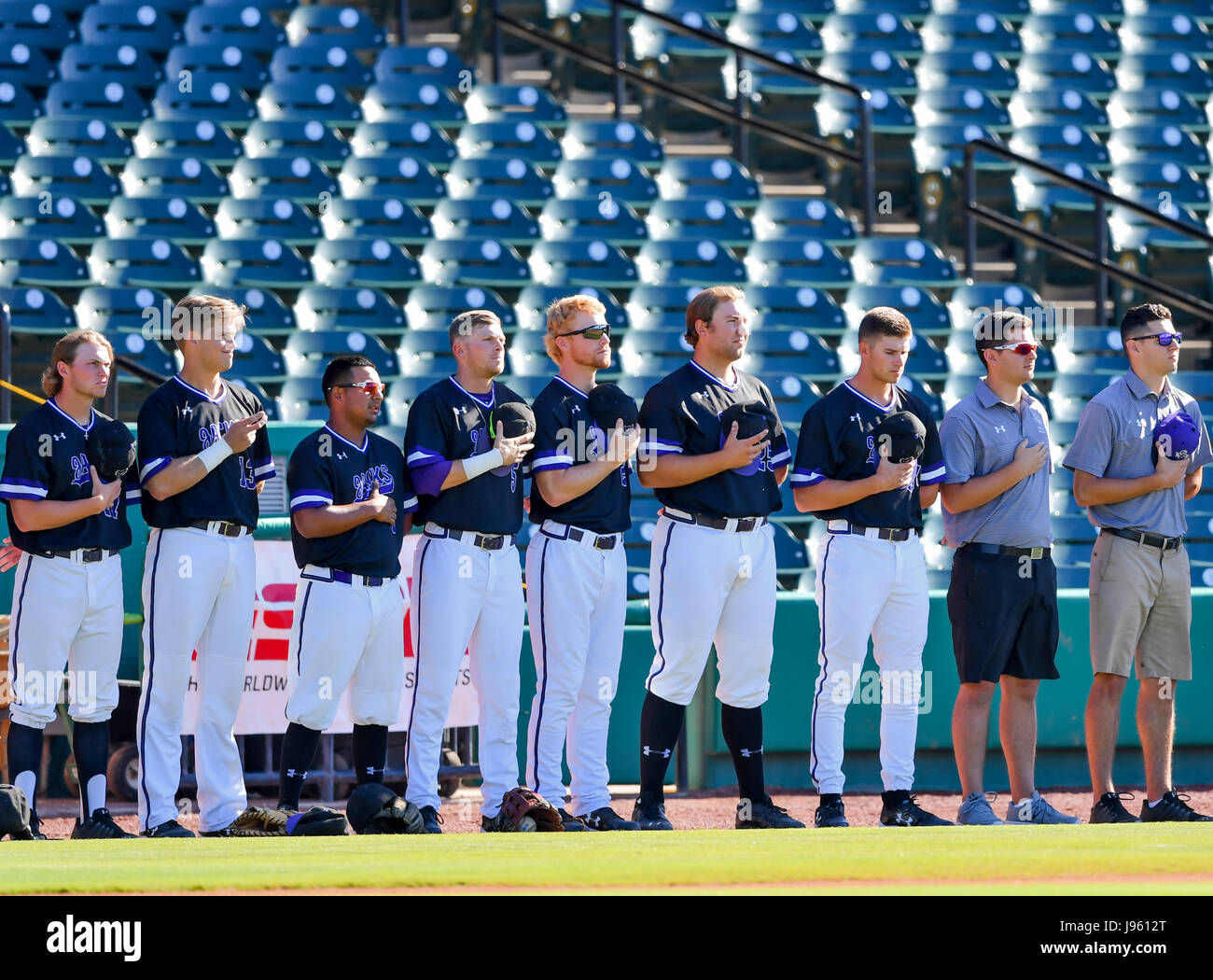 MAY 25, 2017 -- Stephen F Austin players during the National Anthem ...