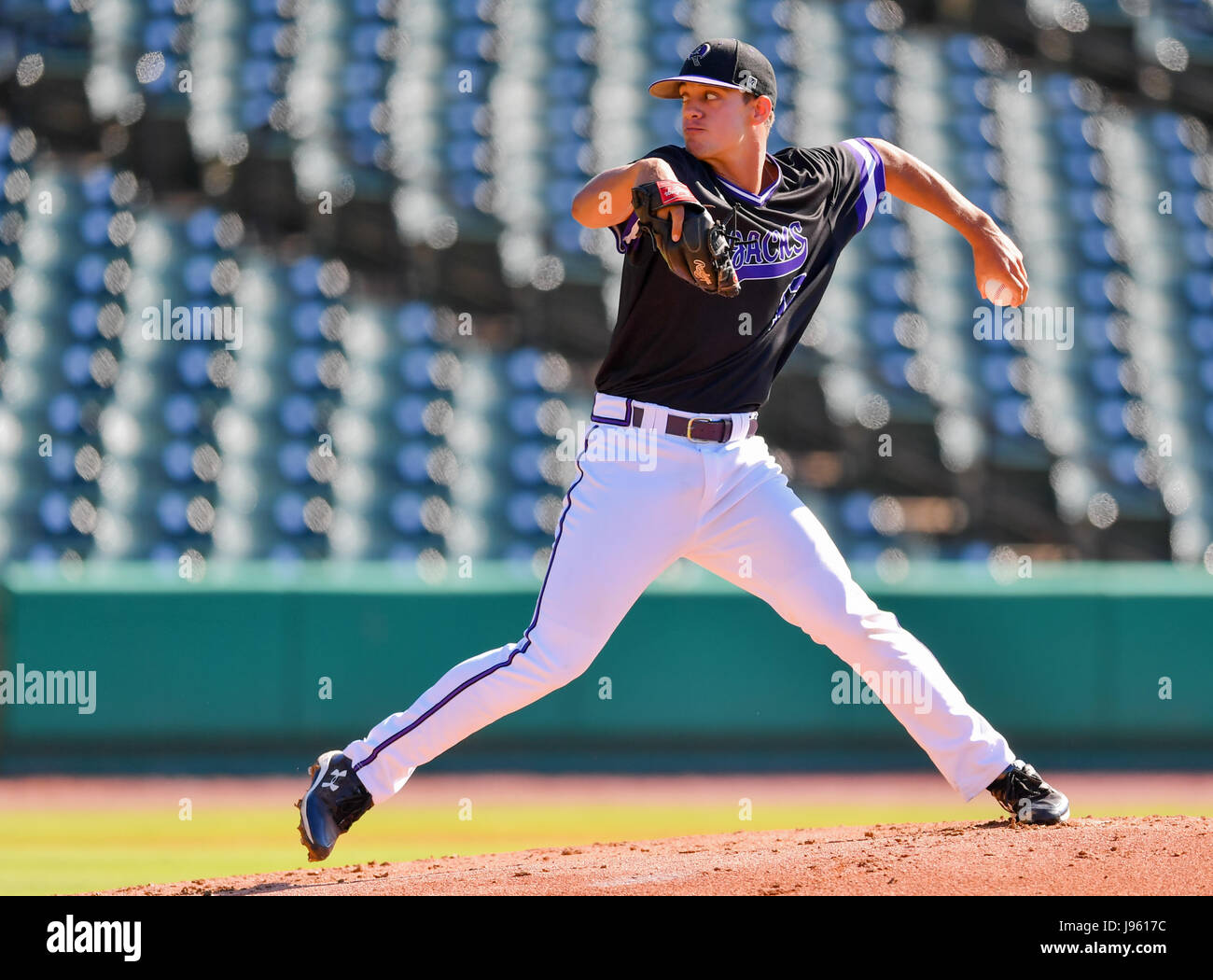 MAY 25, 2017 -- Stephen F. Austin pitcher Patrick Ledet (12) delivers a ...