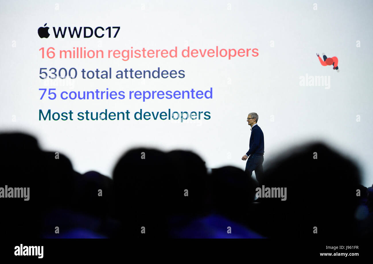 San Jose. 6th June, 2017. Apple's Chief Executive Officer (CEO) Tim ...