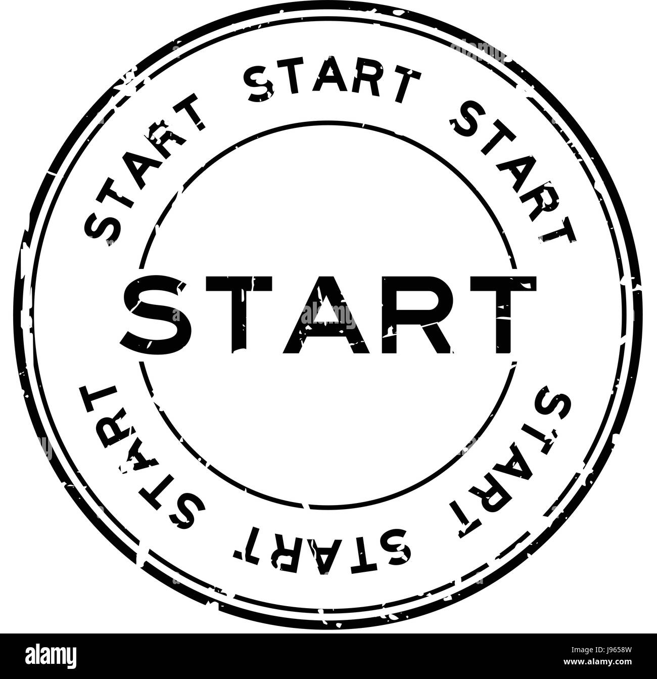 Grunge black start round rubber seal stamp on white background Stock ...
