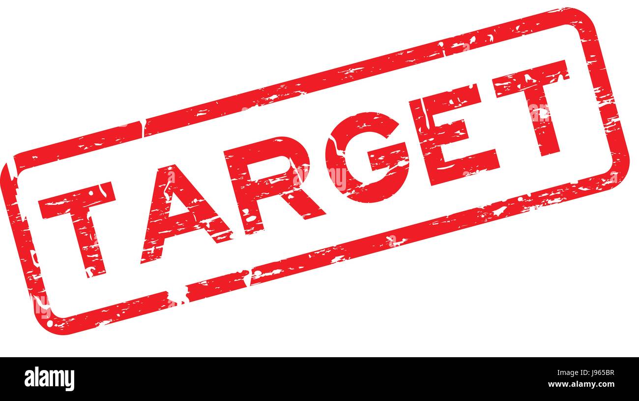 Grunge red target square rubber seal stamp on white background Stock ...