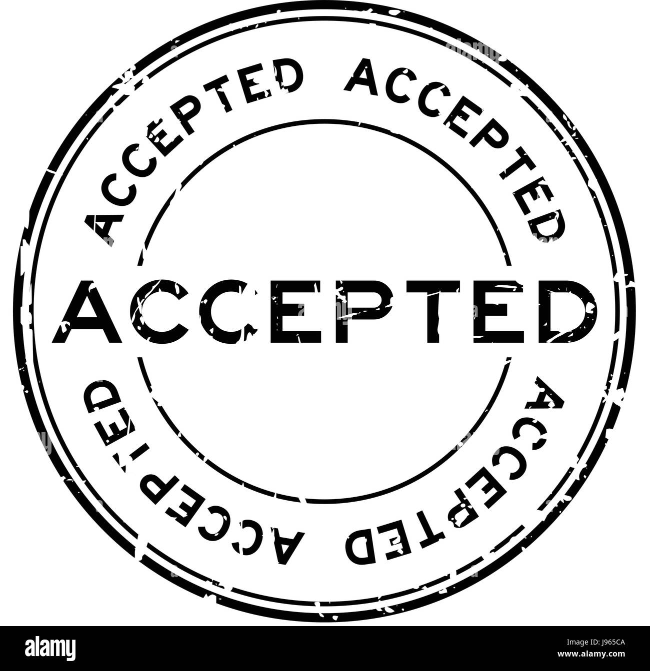 Grunge black accepted round rubber seal stamp on white background Stock ...