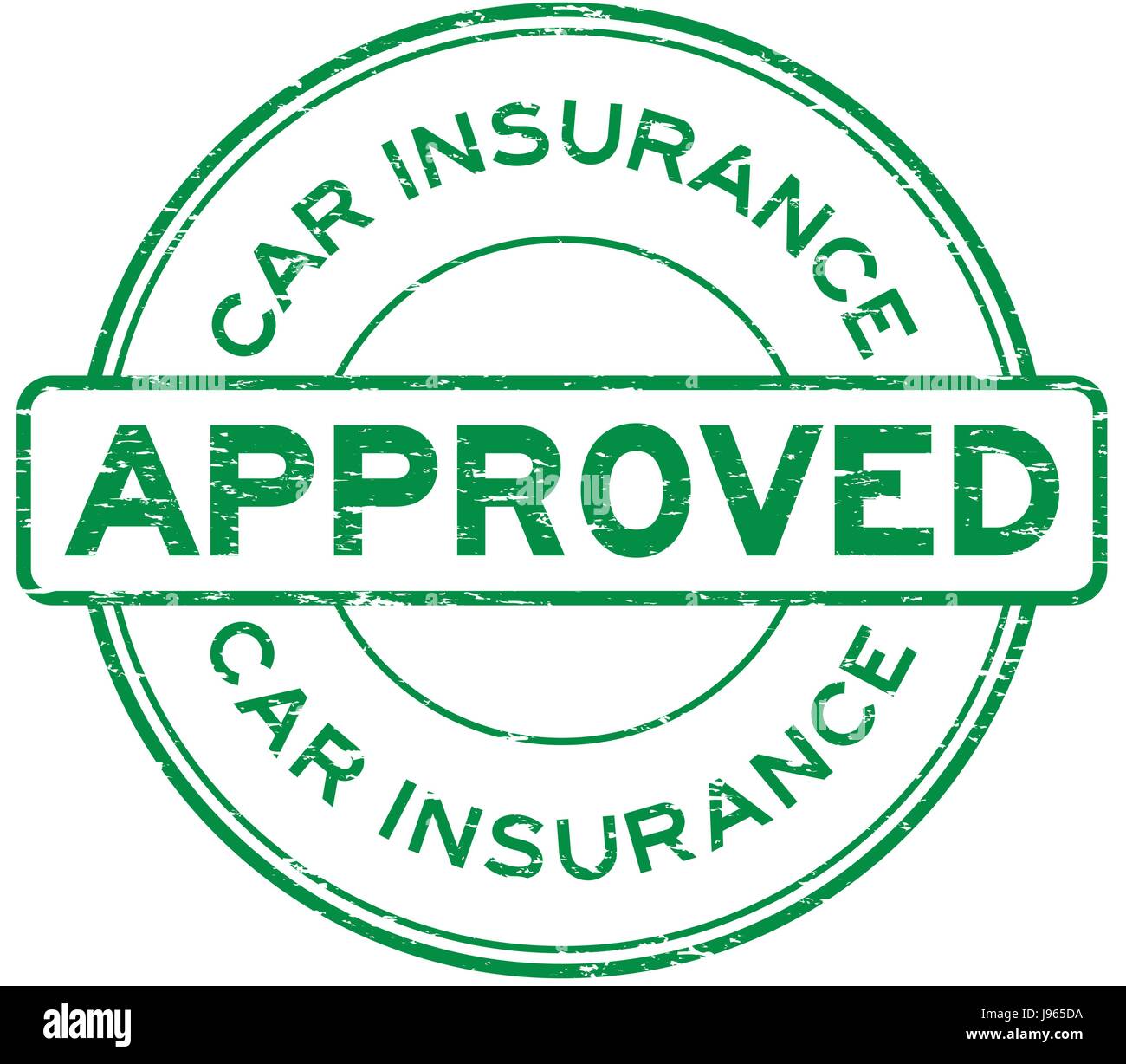 Grunge green car insurance approve round rubber seal stamp on white ...