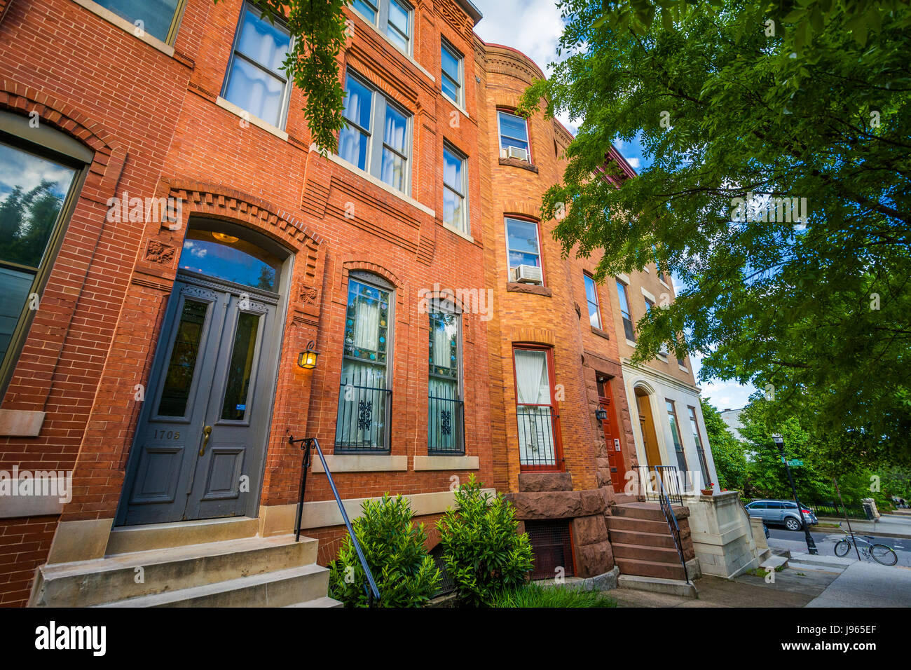 Historic brick row houses in Bolton Hill, Baltimore, Maryland Stock ...