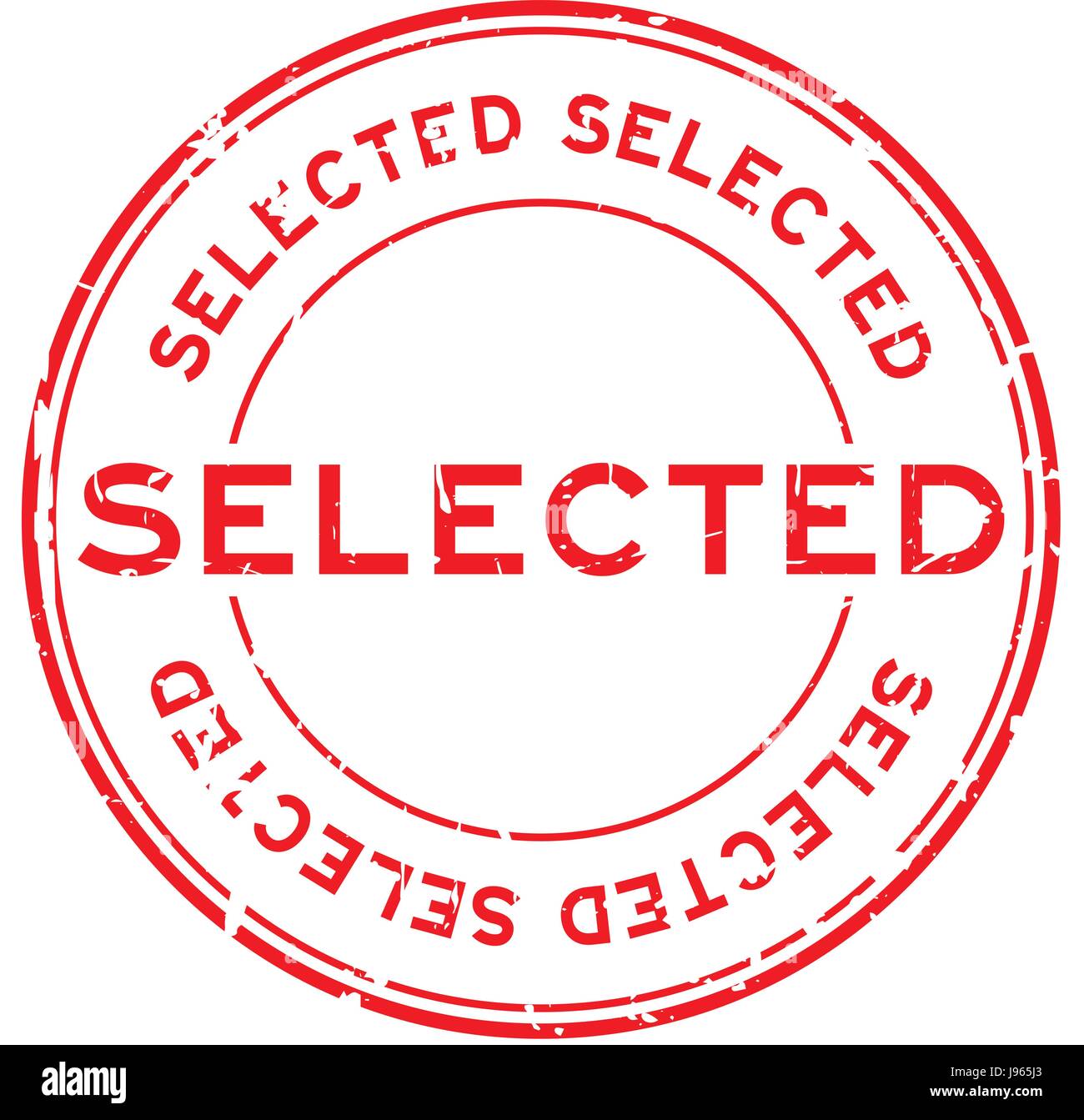Grunge red selected roun rubber seal stamp on white background Stock ...