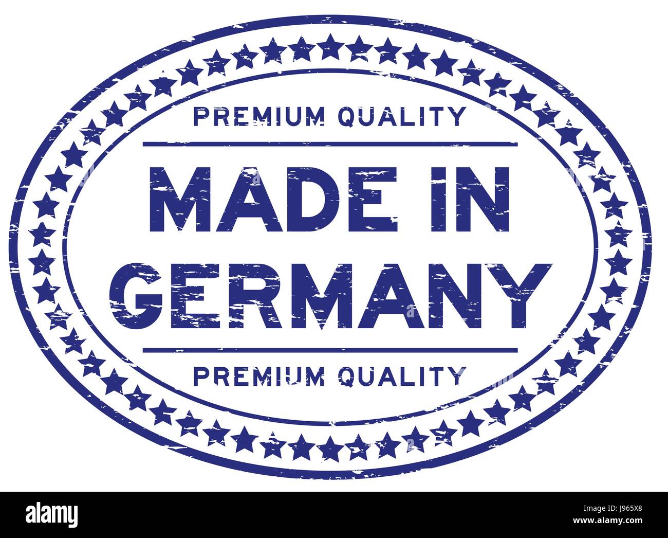 Grunge blue premium quality made in Germany oval rubber seal stamp ...