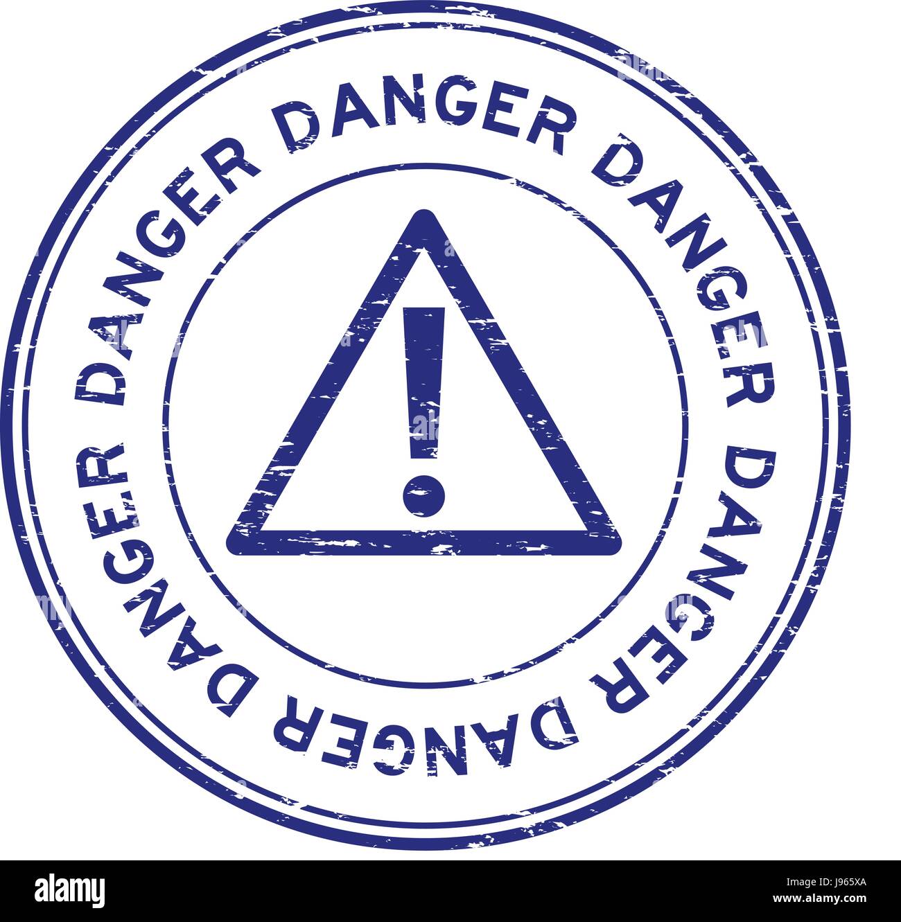 Grunge blue danger round rubber seal stamp on white background Stock ...