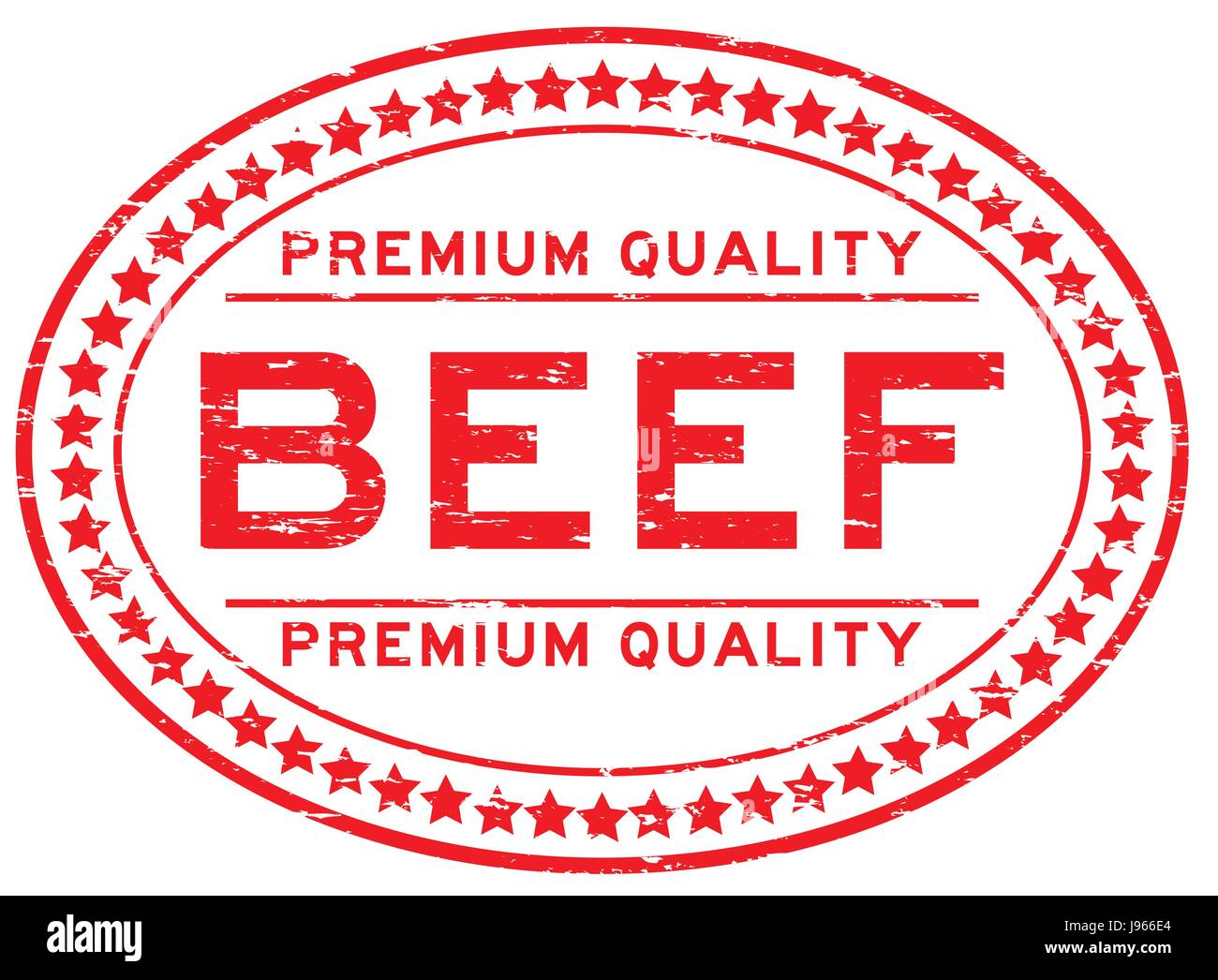 Grunge red premium quality beef oval rubber stamp Stock Vector Image ...