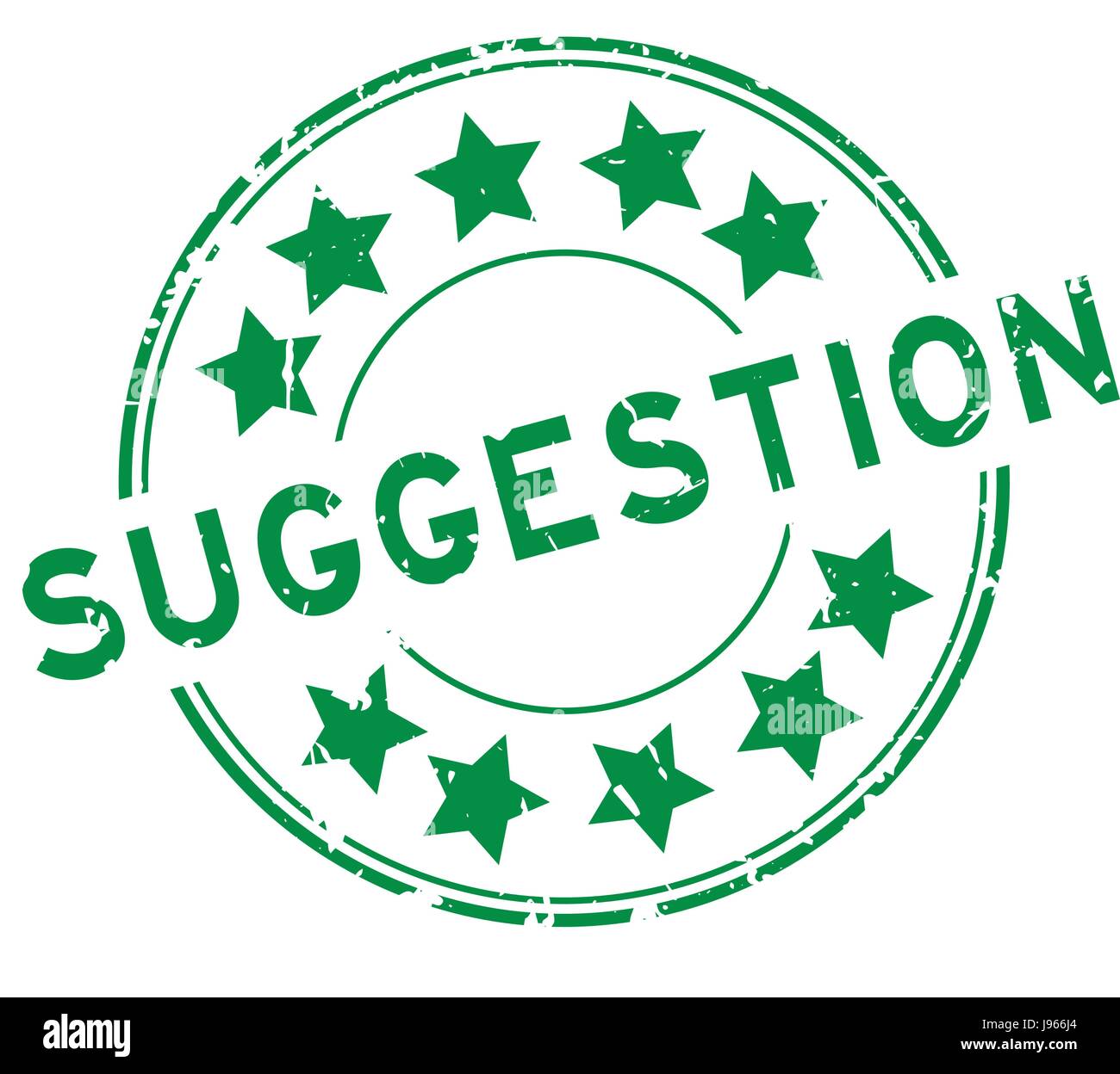 Grunge green suggestion with star icon round rubber seal stamp Stock ...