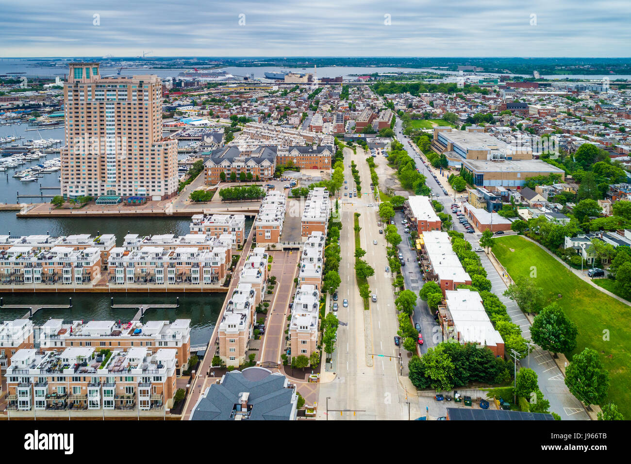View of Key Highway and waterfront residences in the Inner Harbor ...