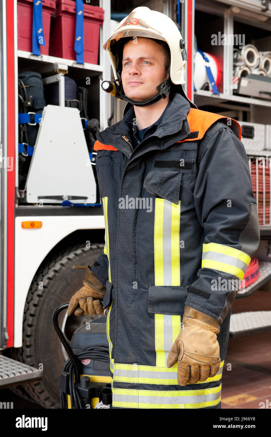 fire brigade, fireman, protective clothing, fire engine, fire station ...