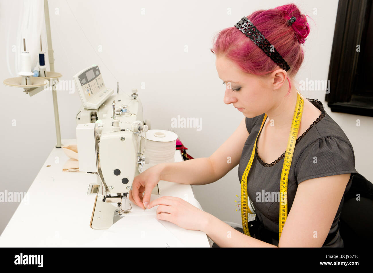 woman, sew, sewing-machine, studio, tape measure, to tailor, dress ...