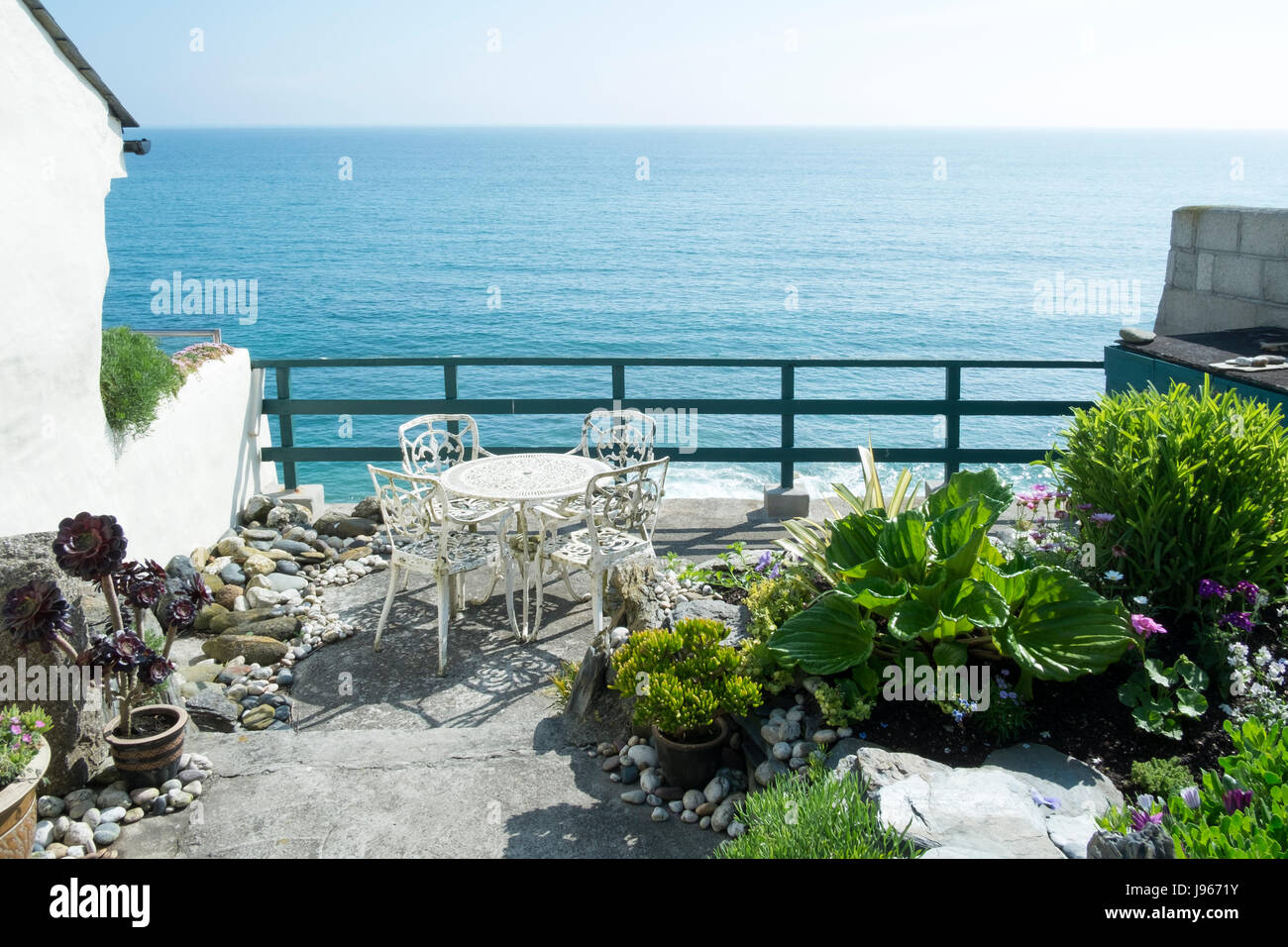 Loe Bar Porthleven harbour beach waves sea pinks Stock Photo - Alamy