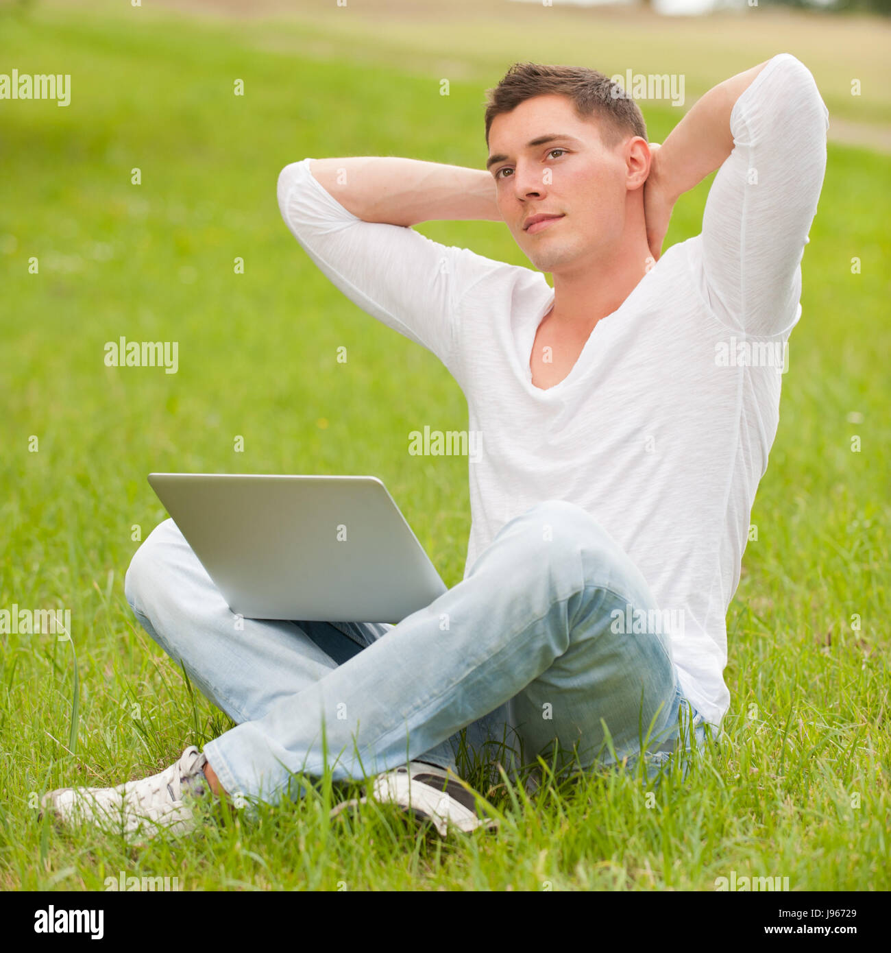 man with computer Stock Photo - Alamy
