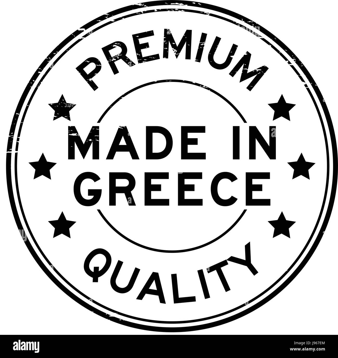 Grunge black premium quality made in Greece round rubber seal stamp on ...