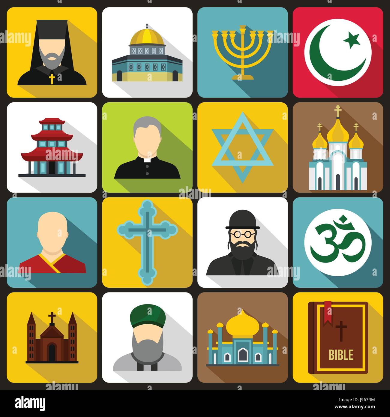 Religious symbol icons set, flat style Stock Vector Image & Art - Alamy