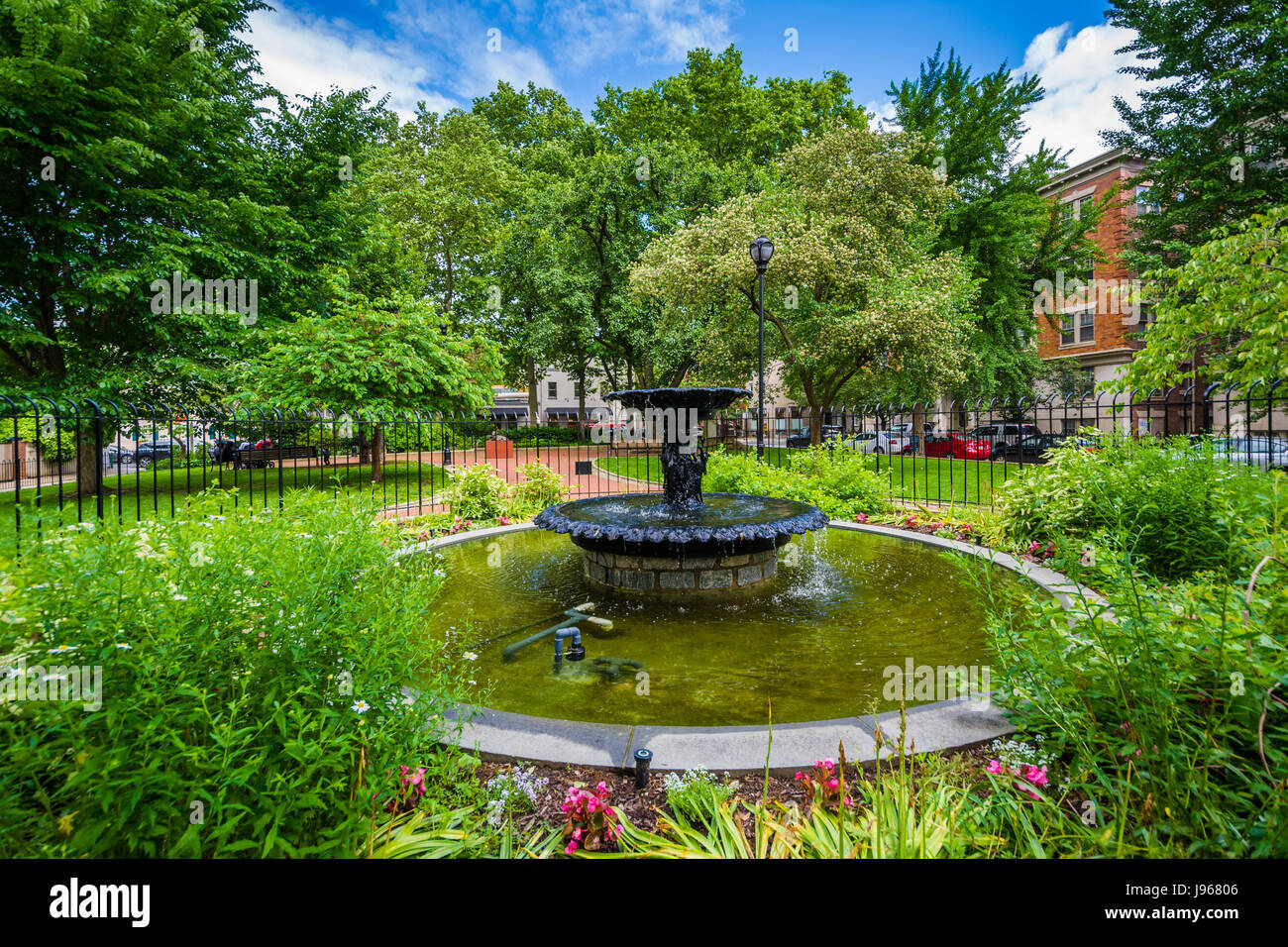 Fountain and gardens at Filter Square, in Philadelphia, Pennsylvania ...
