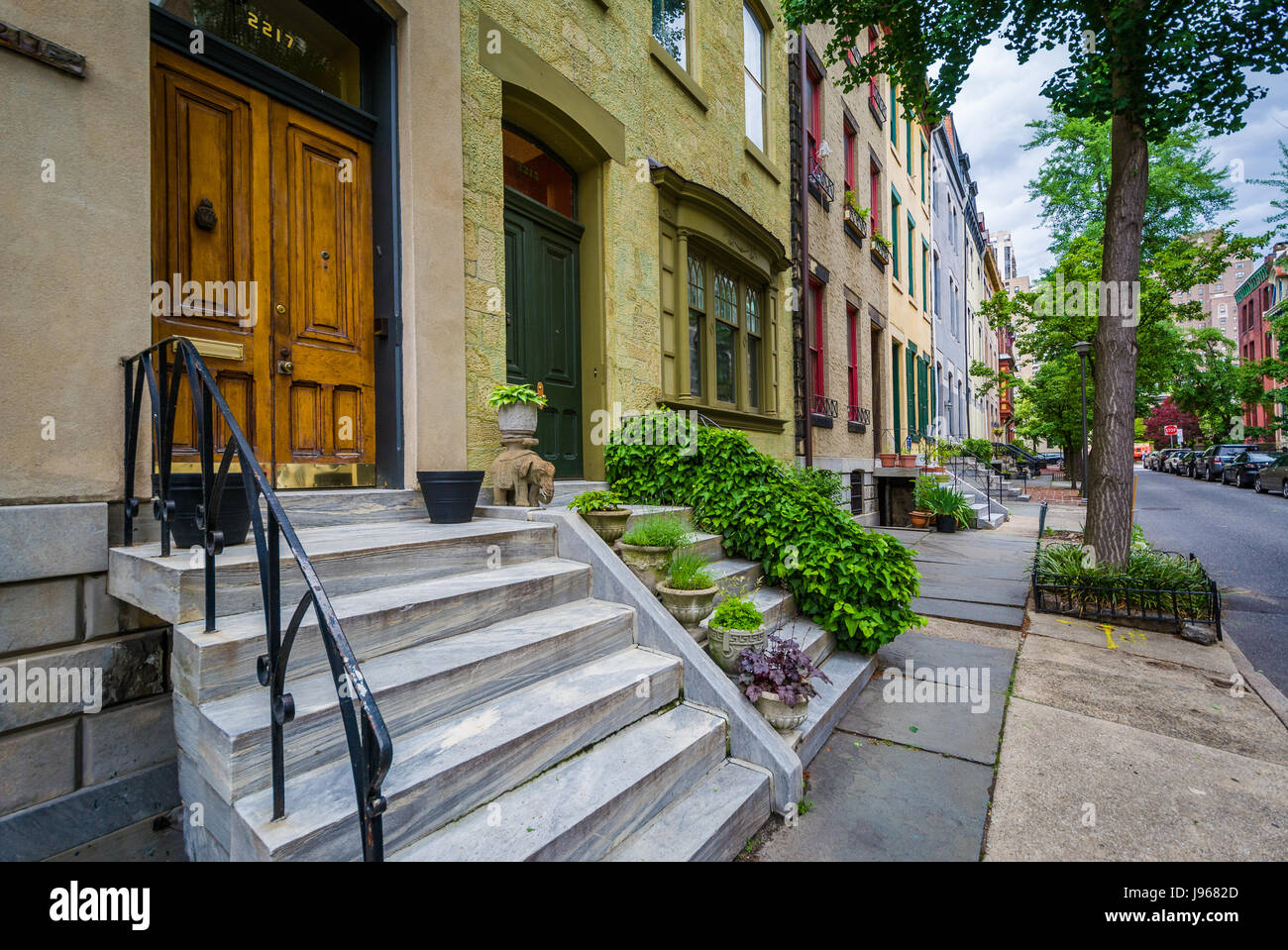 Row houses near Filter Square, in Philadelphia, Pennsylvania Stock ...