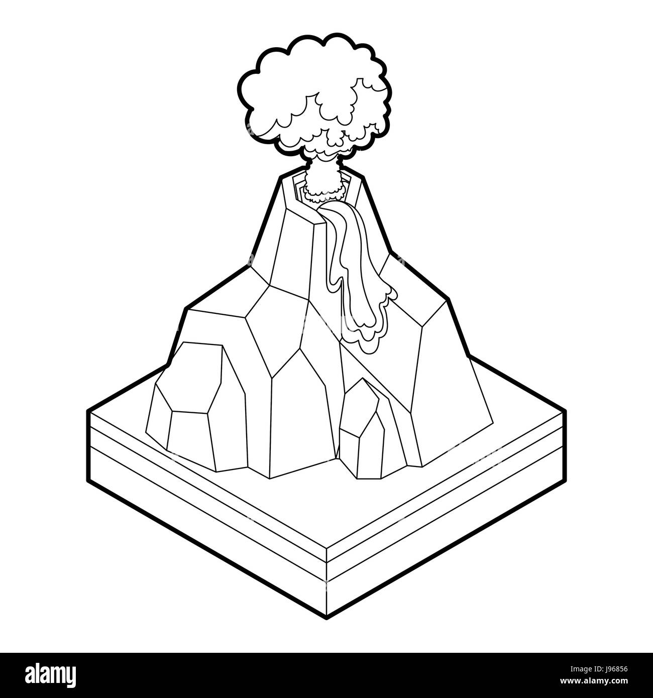 Volcano explosion icon outline Cut Out Stock Images & Pictures - Alamy