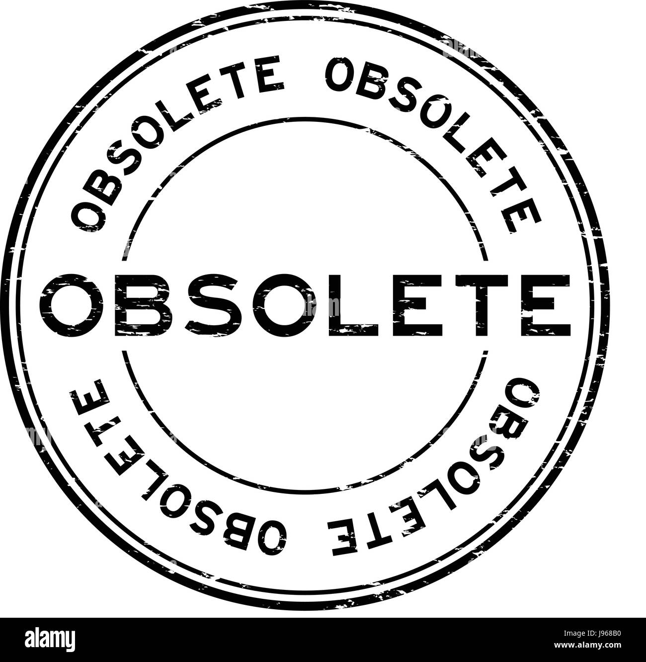 Grunge black obsolete round rubber seal stamp on white background Stock ...