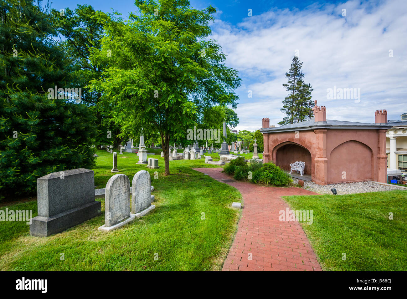 Walkway and graves at Laurel Hill Cemetery, in Philadelphia ...