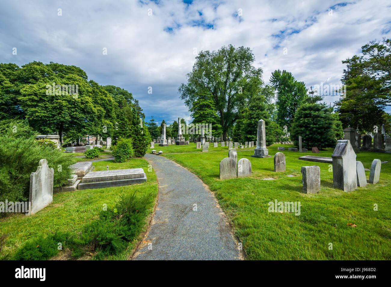 Walkway and graves at Laurel Hill Cemetery, in Philadelphia ...